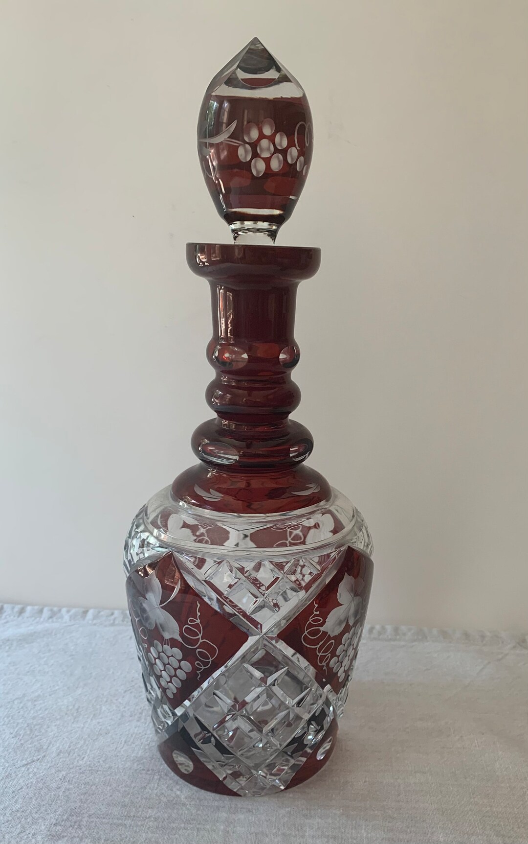 Vintage Ruby Red Crystal Decanter - Etsy