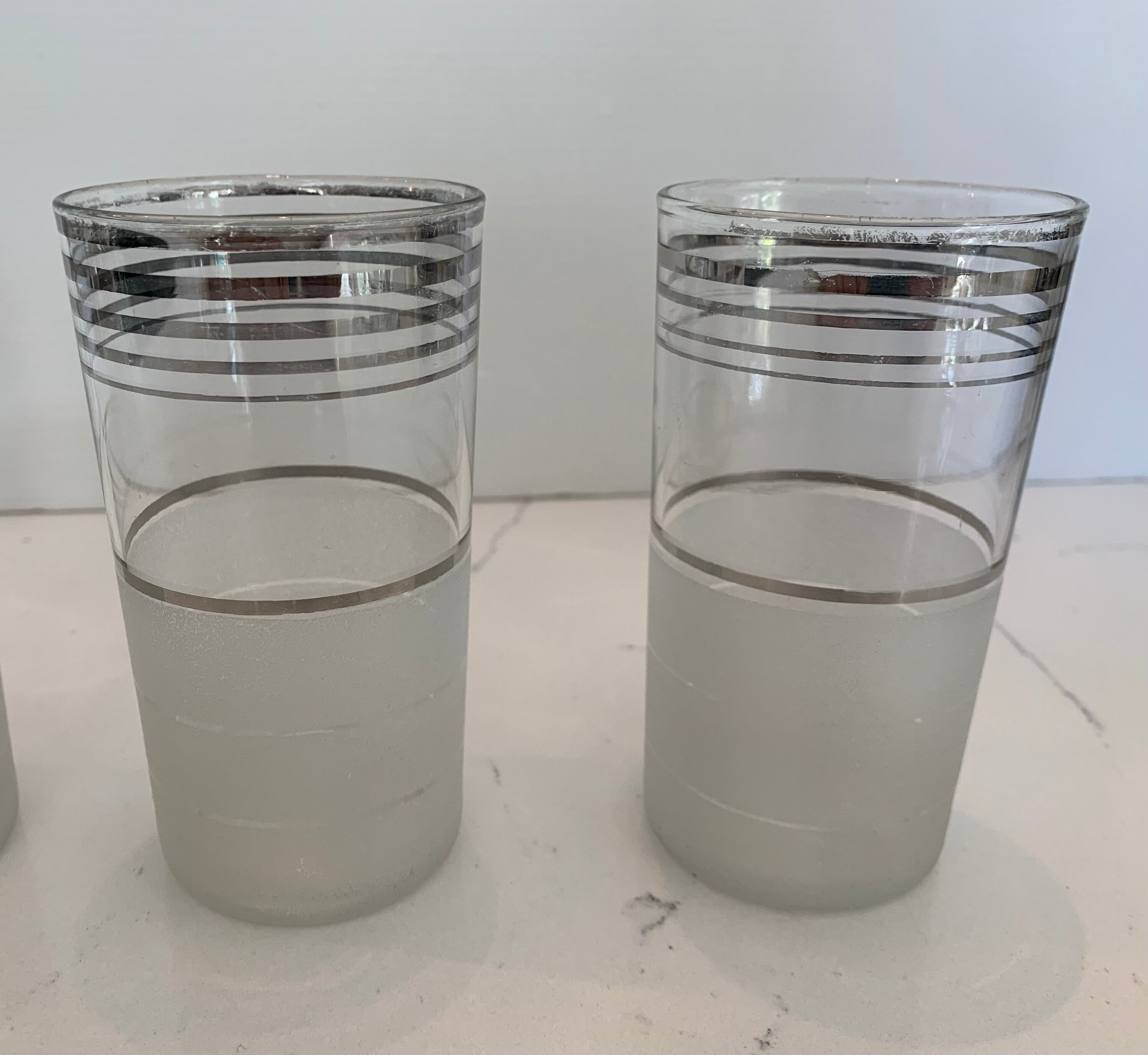 Mid Century Frosted Drinking Glasses Set of 4 - Etsy