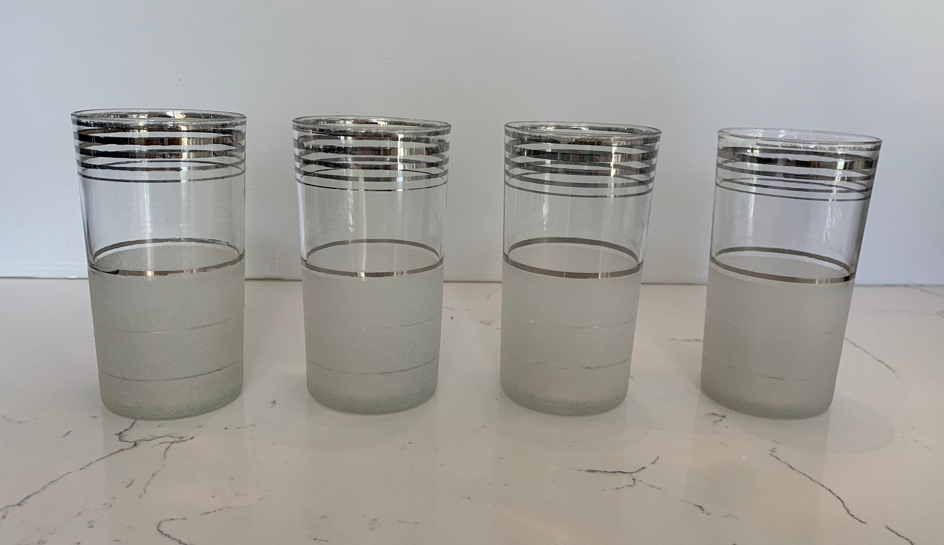 Mid Century Frosted Drinking Glasses Set of 4 - Etsy