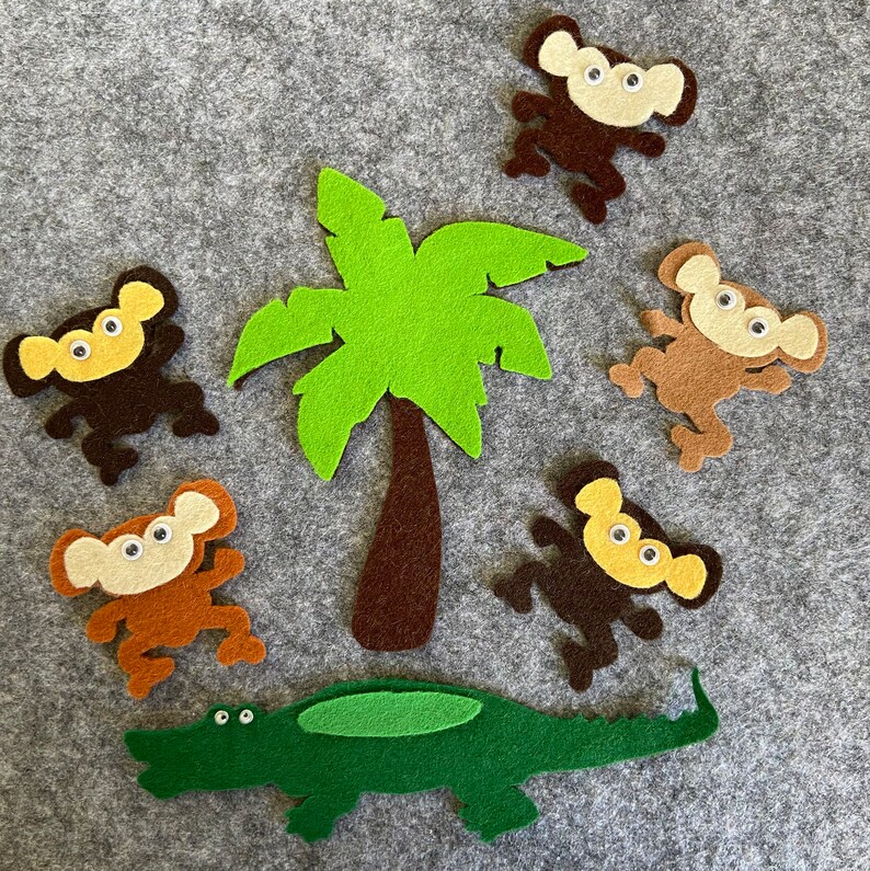 Five Little Monkeys Sitting in a Tree - Felt Song | Preschool Circle ...