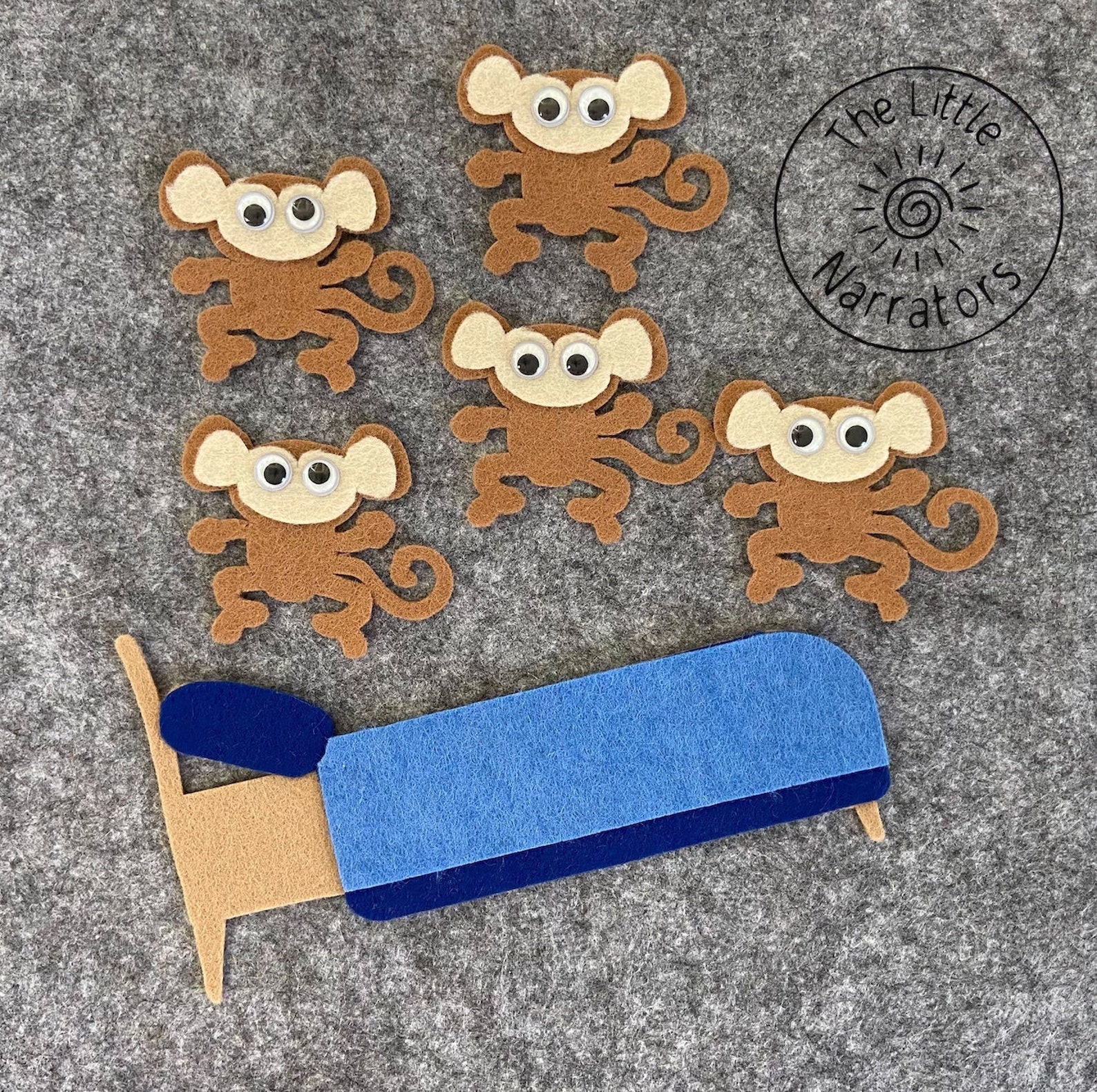 Five Cheeky Monkeys Jumping on the Bed Felt Song Circle - Etsy