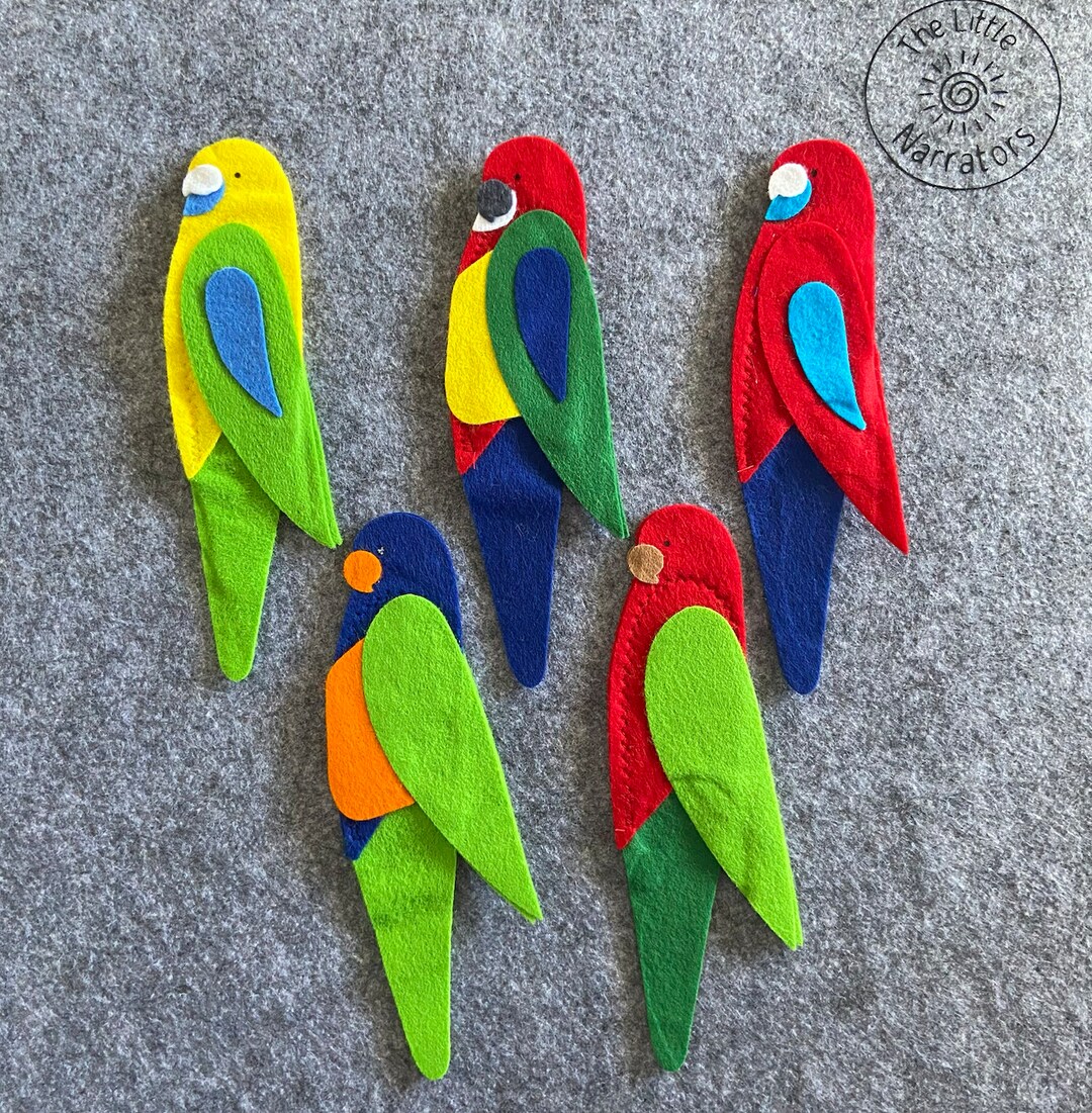 Rainbow Parrot Finger Puppets (5 Pack) - Finger Puppets for Early ...