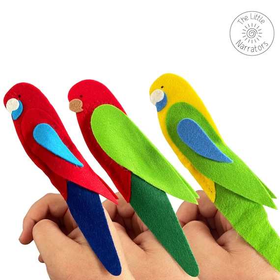 Rainbow Parrot Finger Puppets 3 Pack Finger Puppets for - Etsy