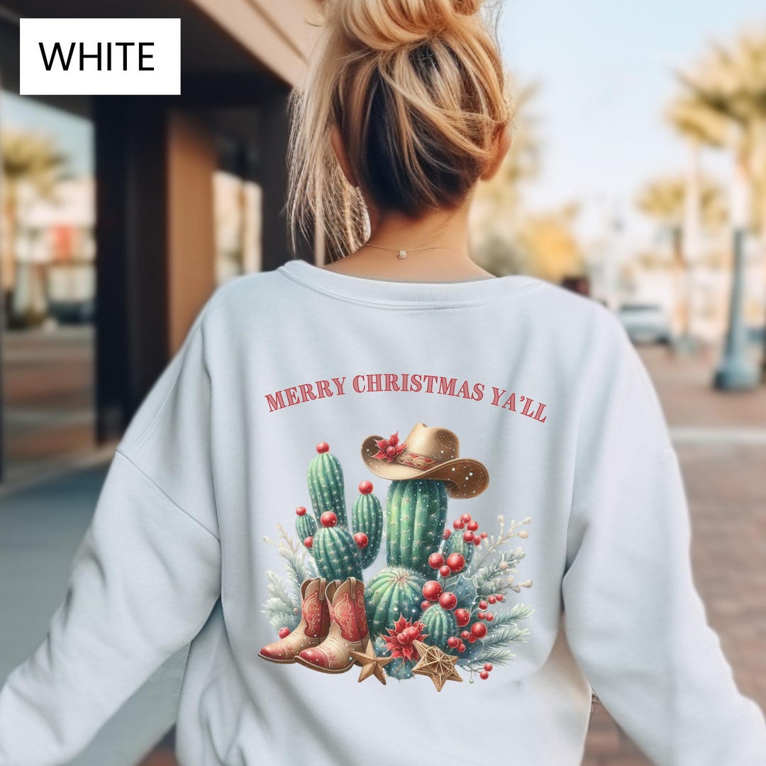 Western Sweatshirt, Cowgirl Christmas Sweatshirt, Cactus Christmas ...