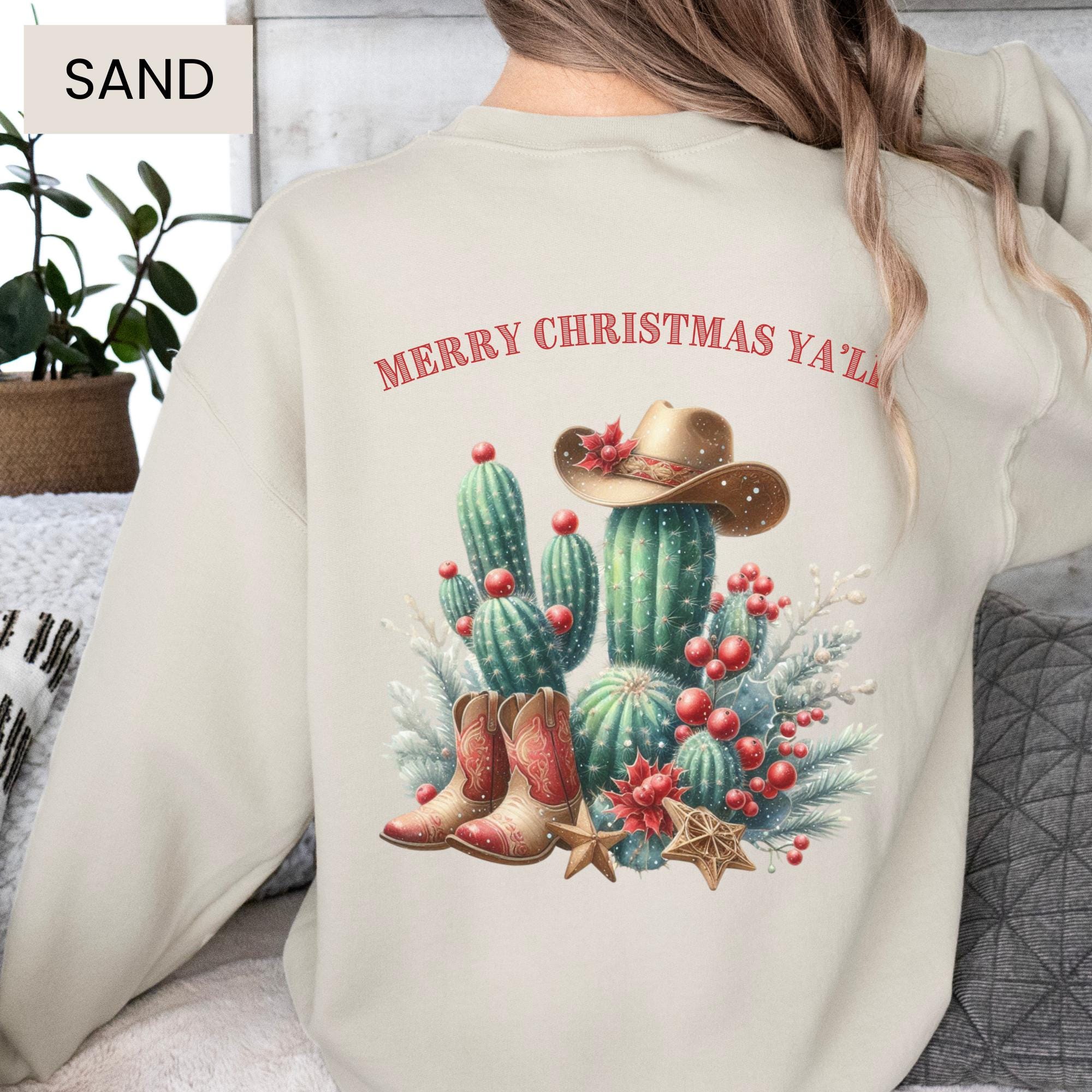 Western Sweatshirt, Cowgirl Christmas Sweatshirt, Cactus Christmas ...