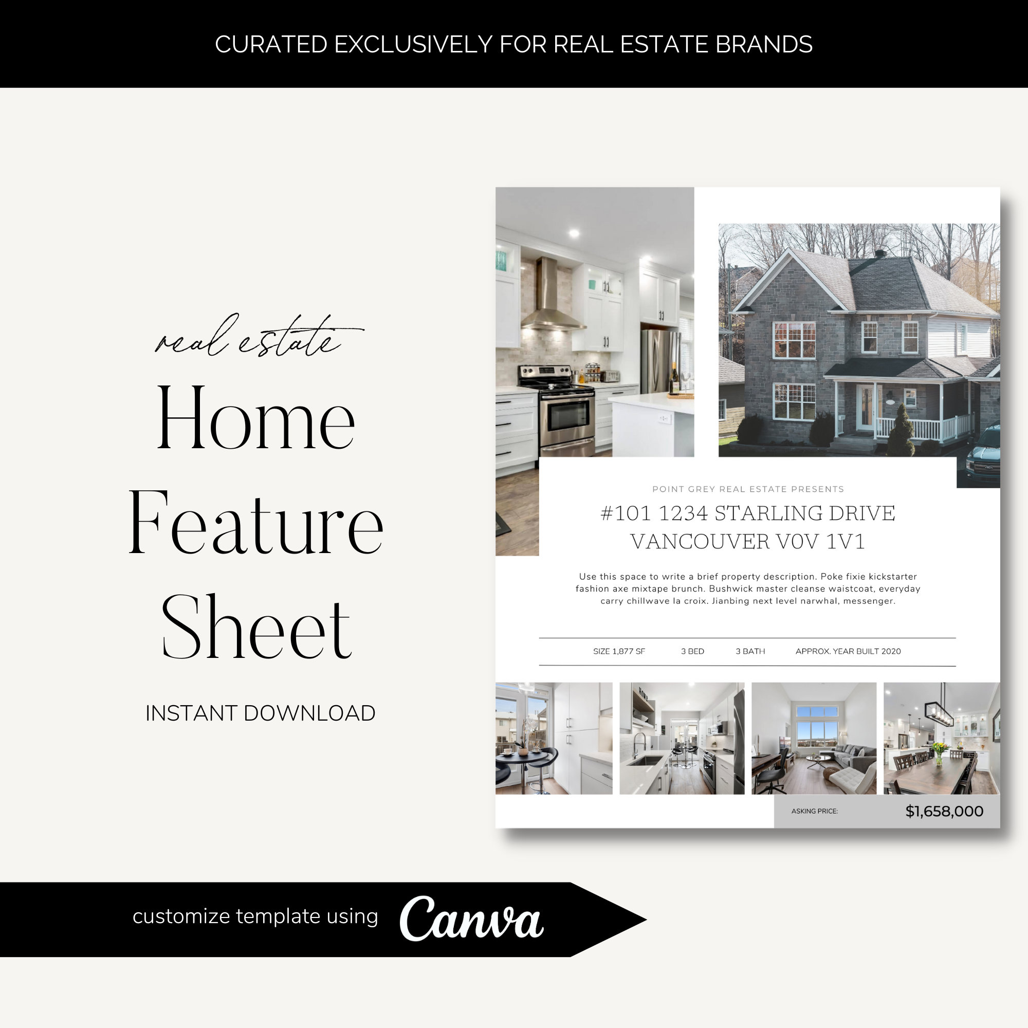 Real Estate Feature Sheet Property Listing Flyer Real Estate Marketing ...