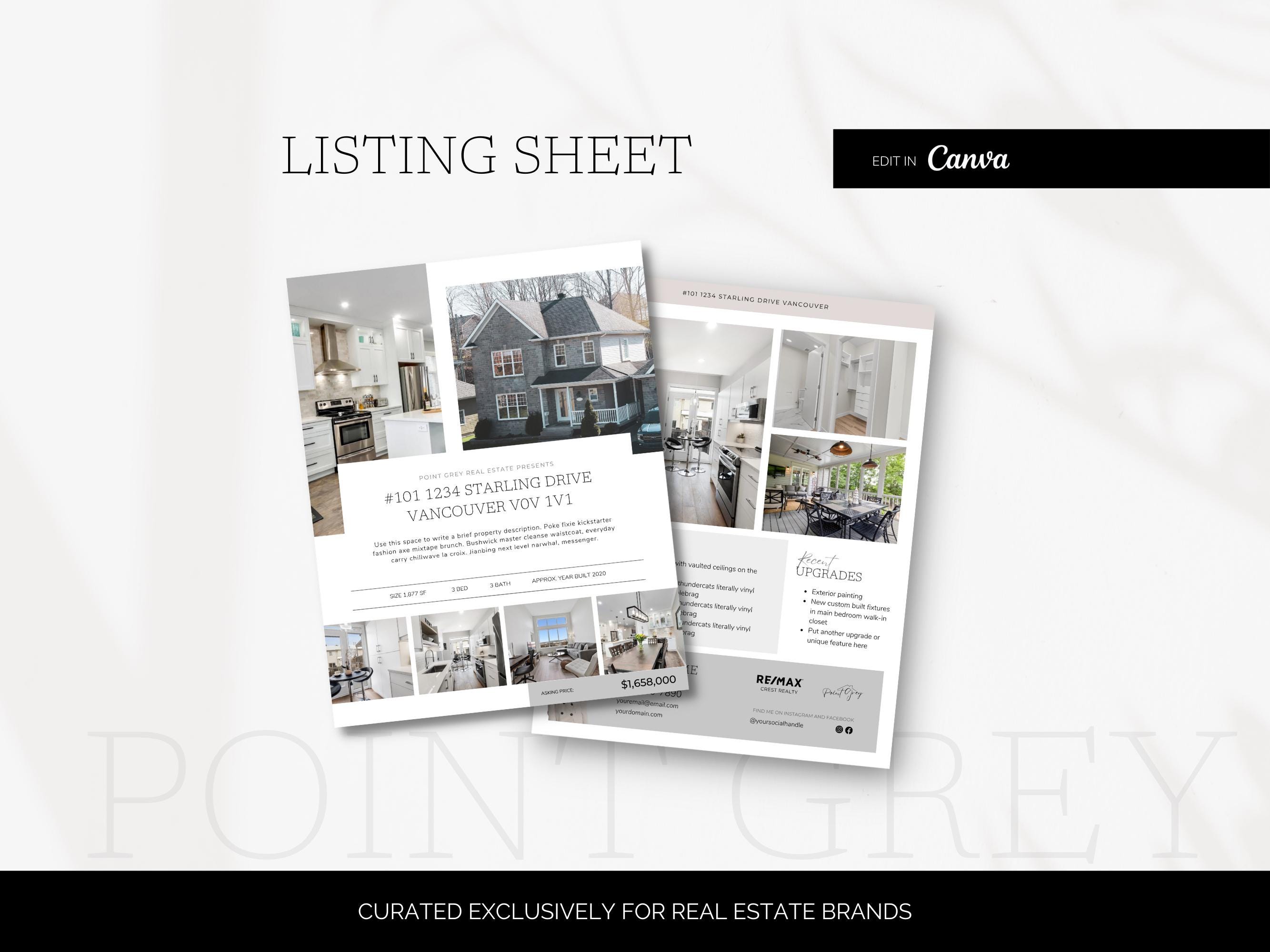 Real Estate Feature Sheet | Property Listing Flyer | Real Estate ...