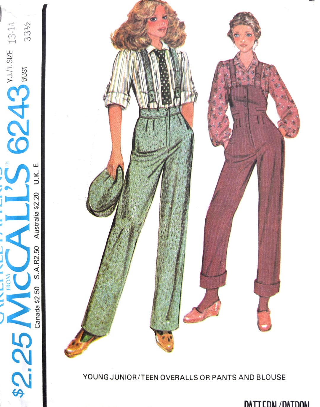 Mccalls 6243 Sewing Pattern | Overalls, Pants & Blouse, Jr Size 13-14 ...