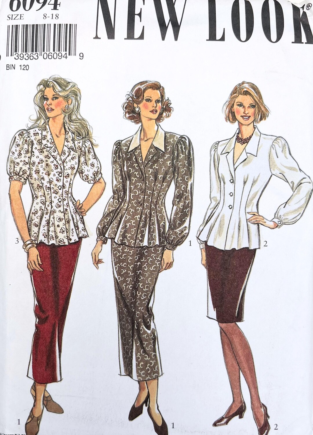 Vintage Factory Folded 1980s New Look Sewing Pattern 6094 Misses Size 8 ...