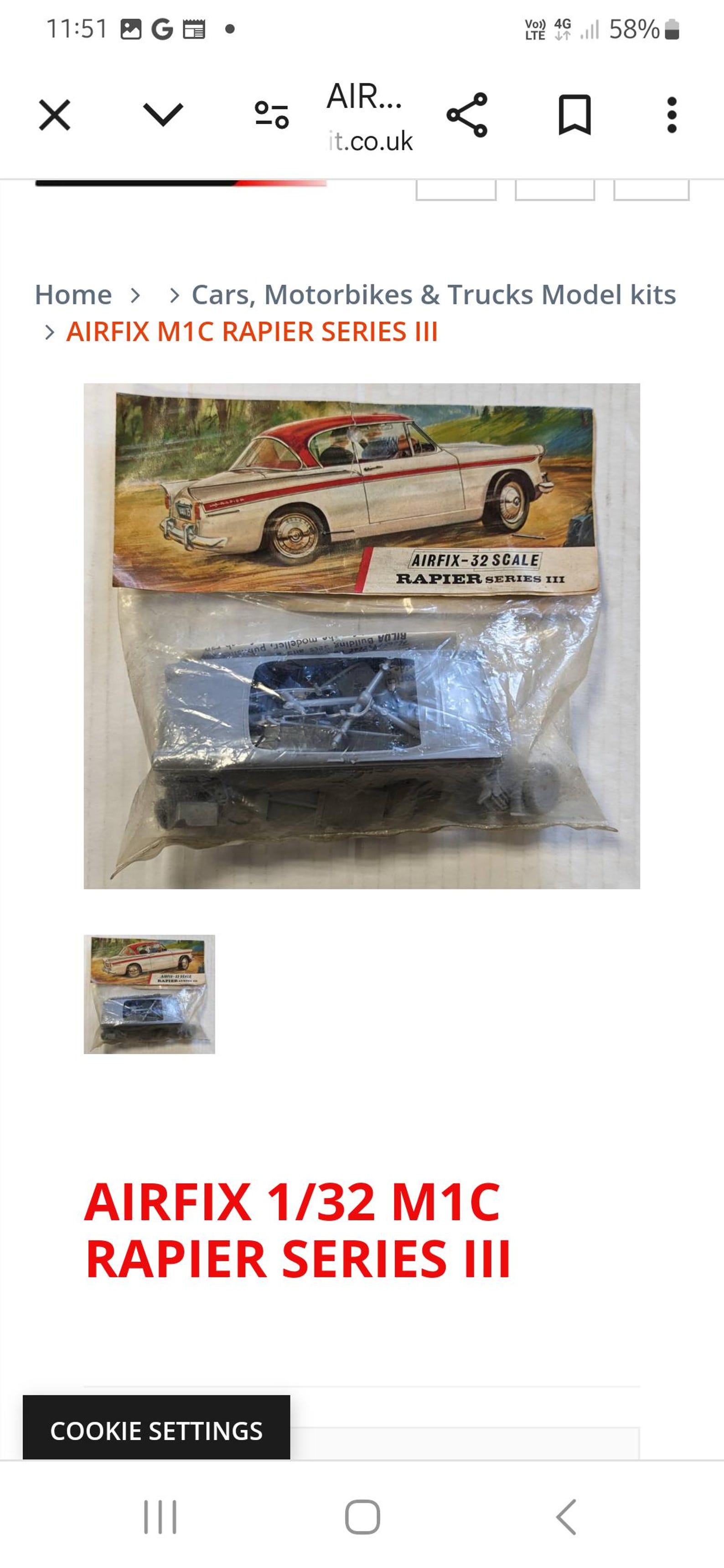 Airfix Sunbeam Rapier Series III Model Kit, Vintage, Collectable. - Etsy UK