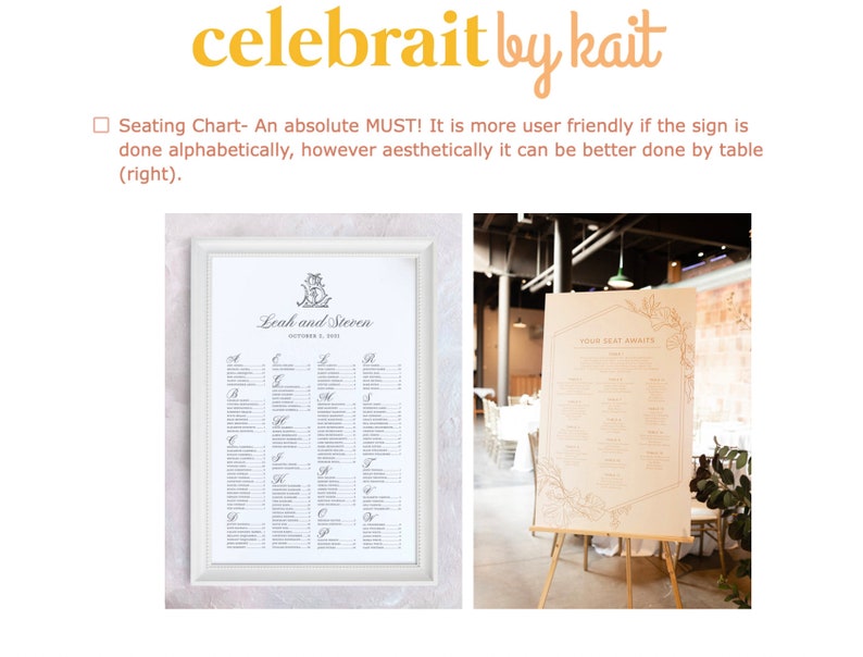 Comprehensive Wedding Signage Checklist - Etsy