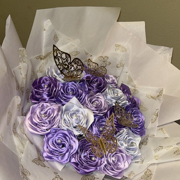 Ribbon Rose Bouquet - Etsy