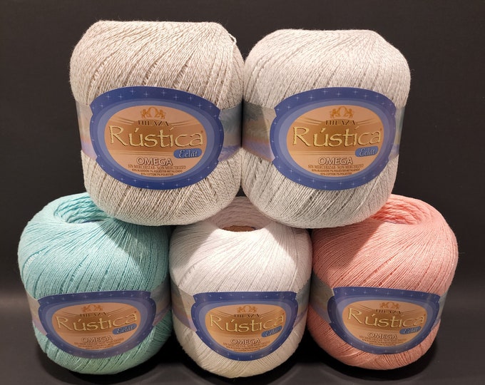 Omega Hilaza Rustica Eclat Crochet Thread: Iridescent White, Iridescent ...