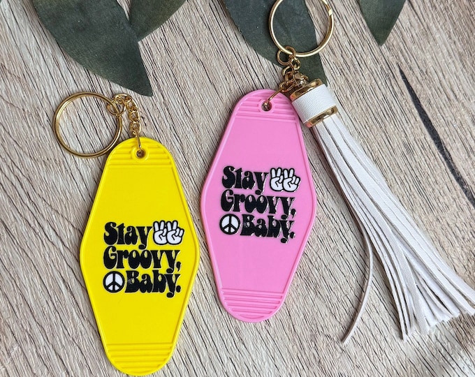 Retro Motel Keychain, Funny and Cute Keychains Engraved on Acrylic ...
