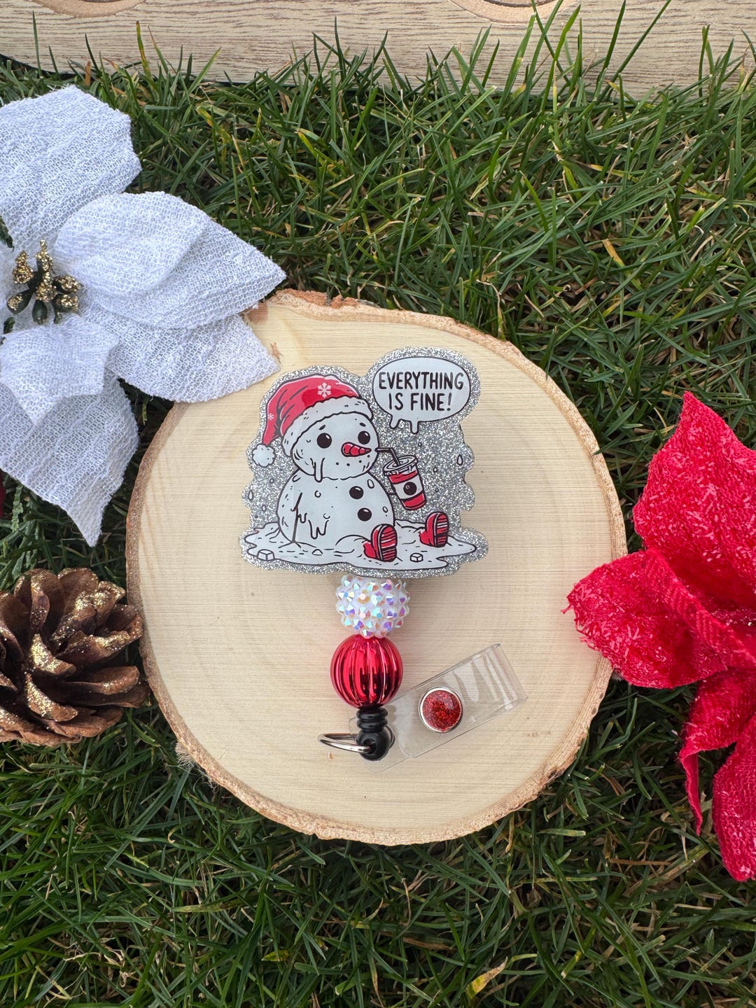 Melting Snowman Glitter Badge Reel – Funny Nurse ID Holder - Etsy