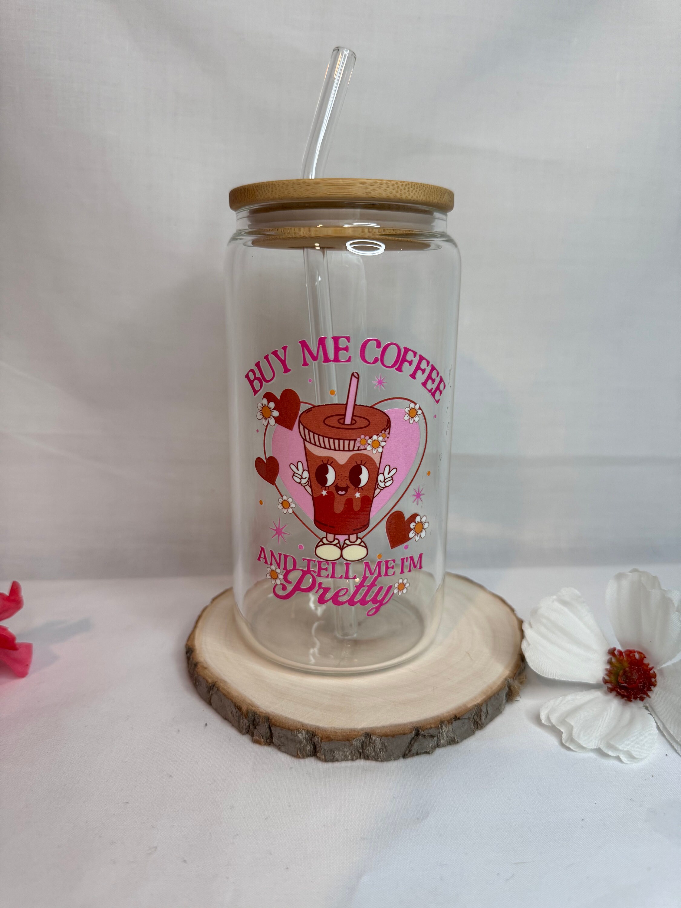 Funny Libby Cup Coffee Lover Gift for Mom Iced Coffee Cup Glass Can ...