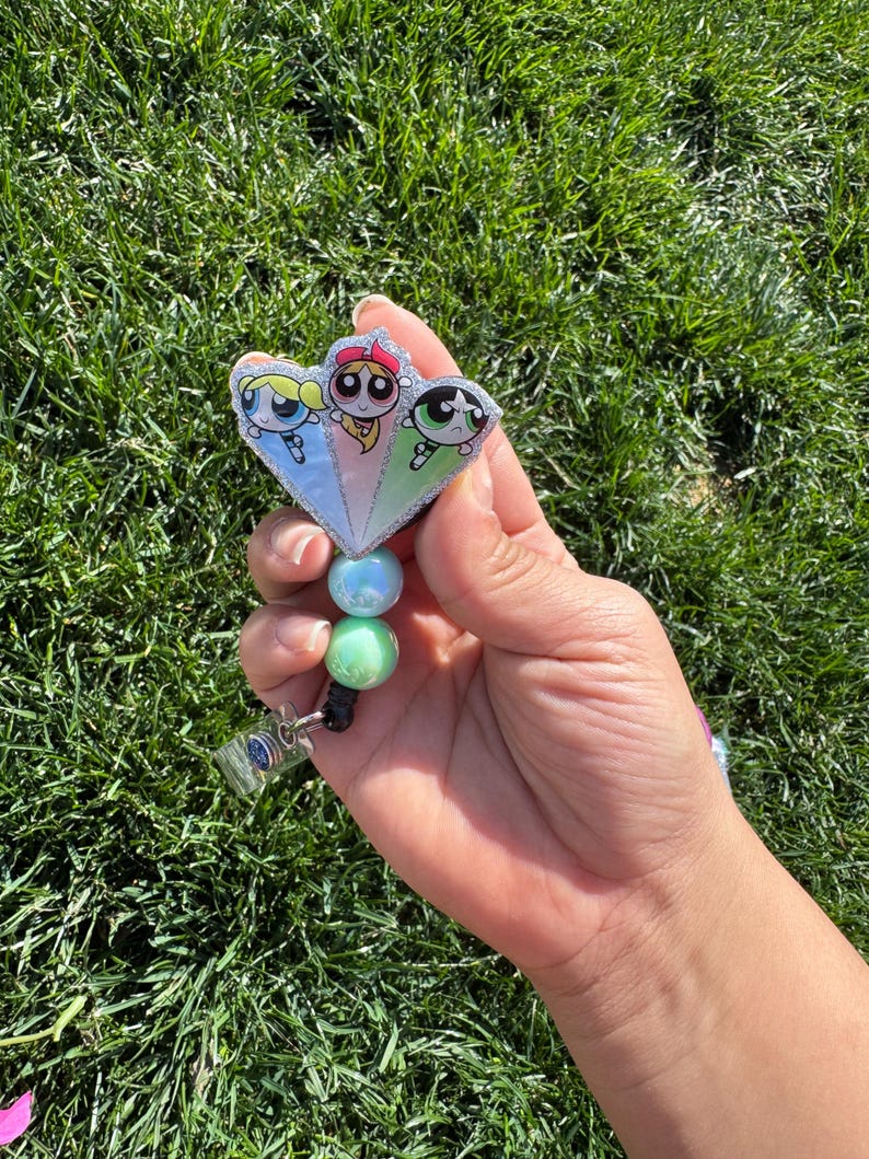Powerpuff Girls Glitter Badge Reel, Glitter Nurse Gift - Etsy