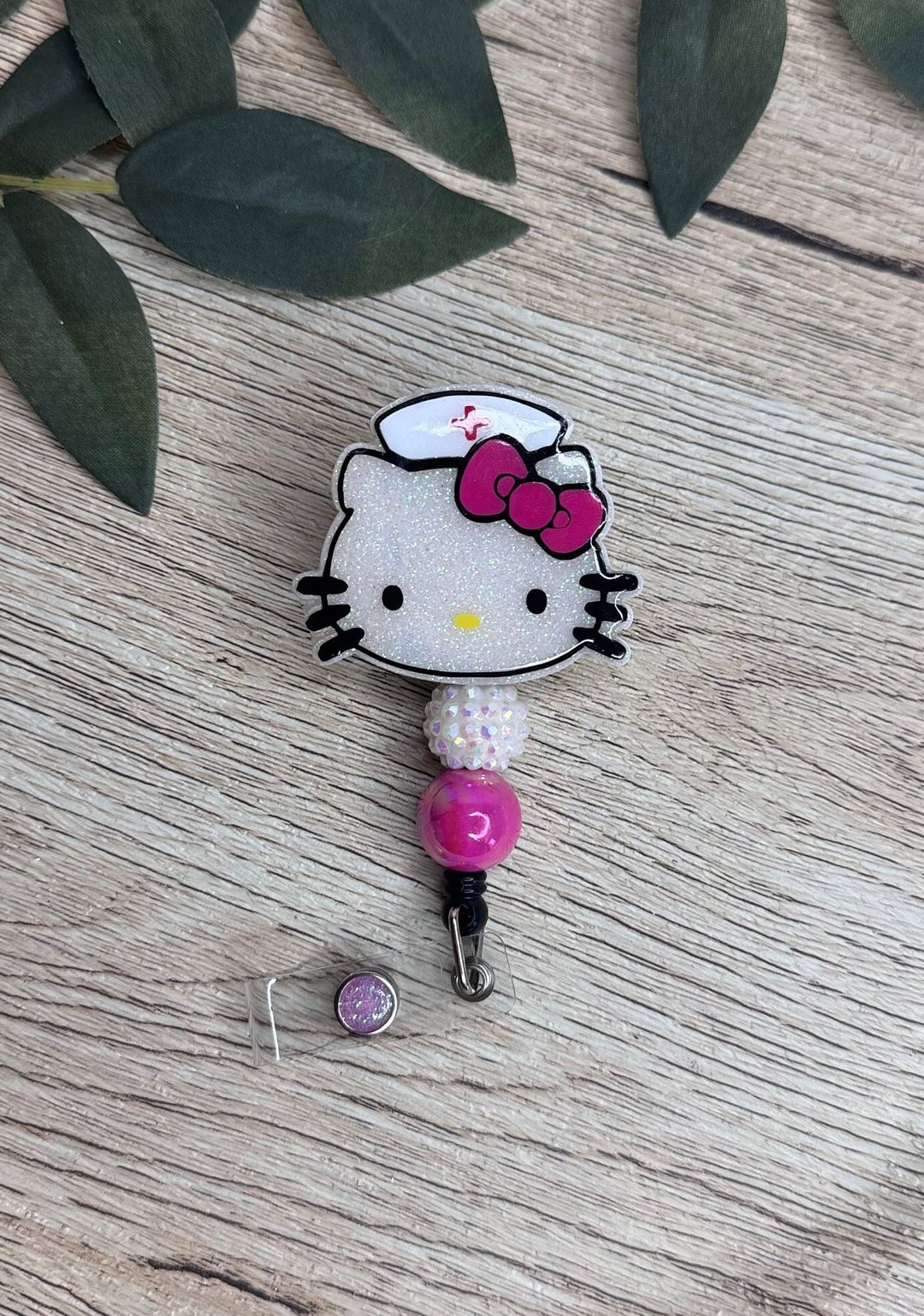 Nurse Kitty Badge Reel, Cat Lover Gift, Hello Kitty Theme Badge Holder ...