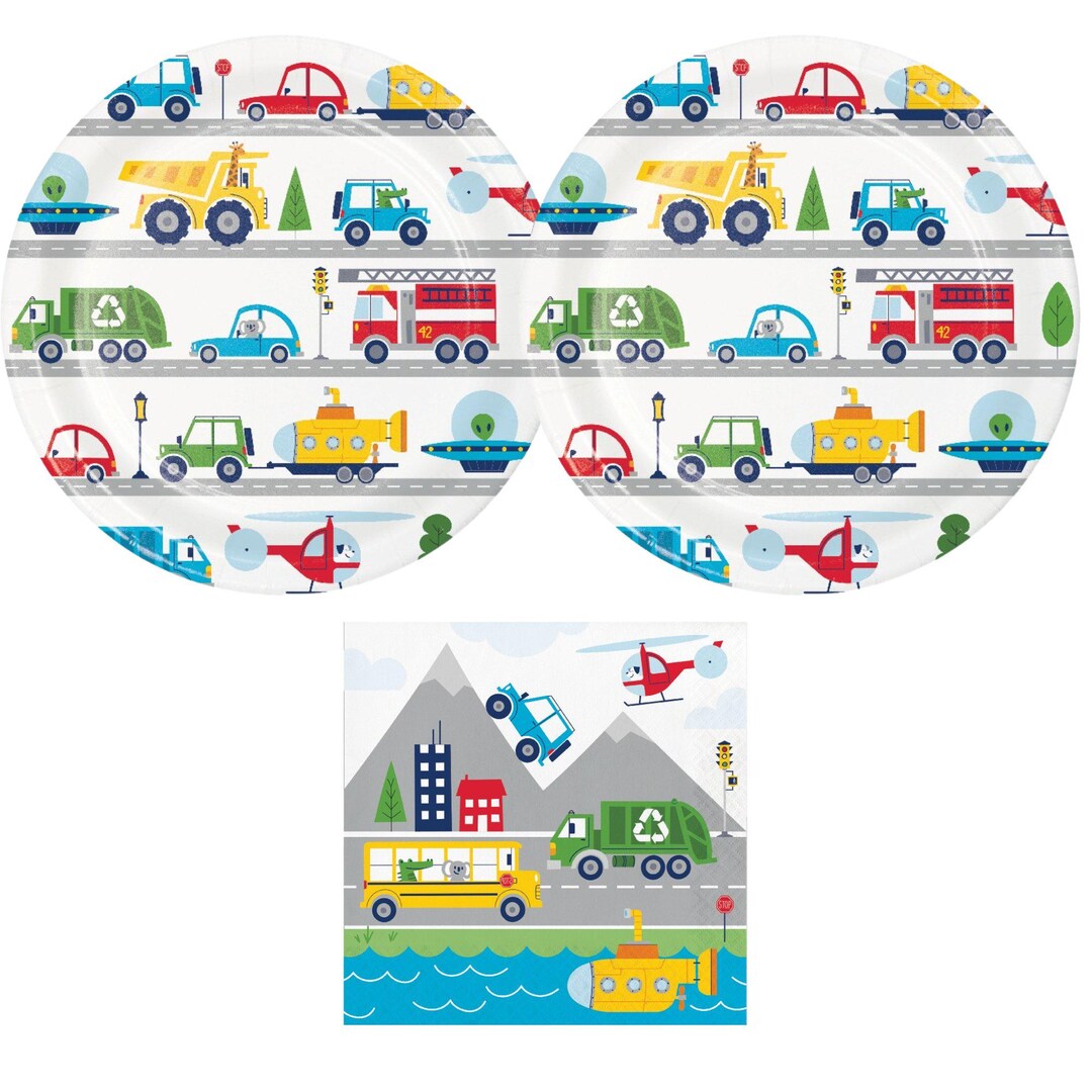 Transportation Time Birthday Party Supplies Bundle With Transportation ...