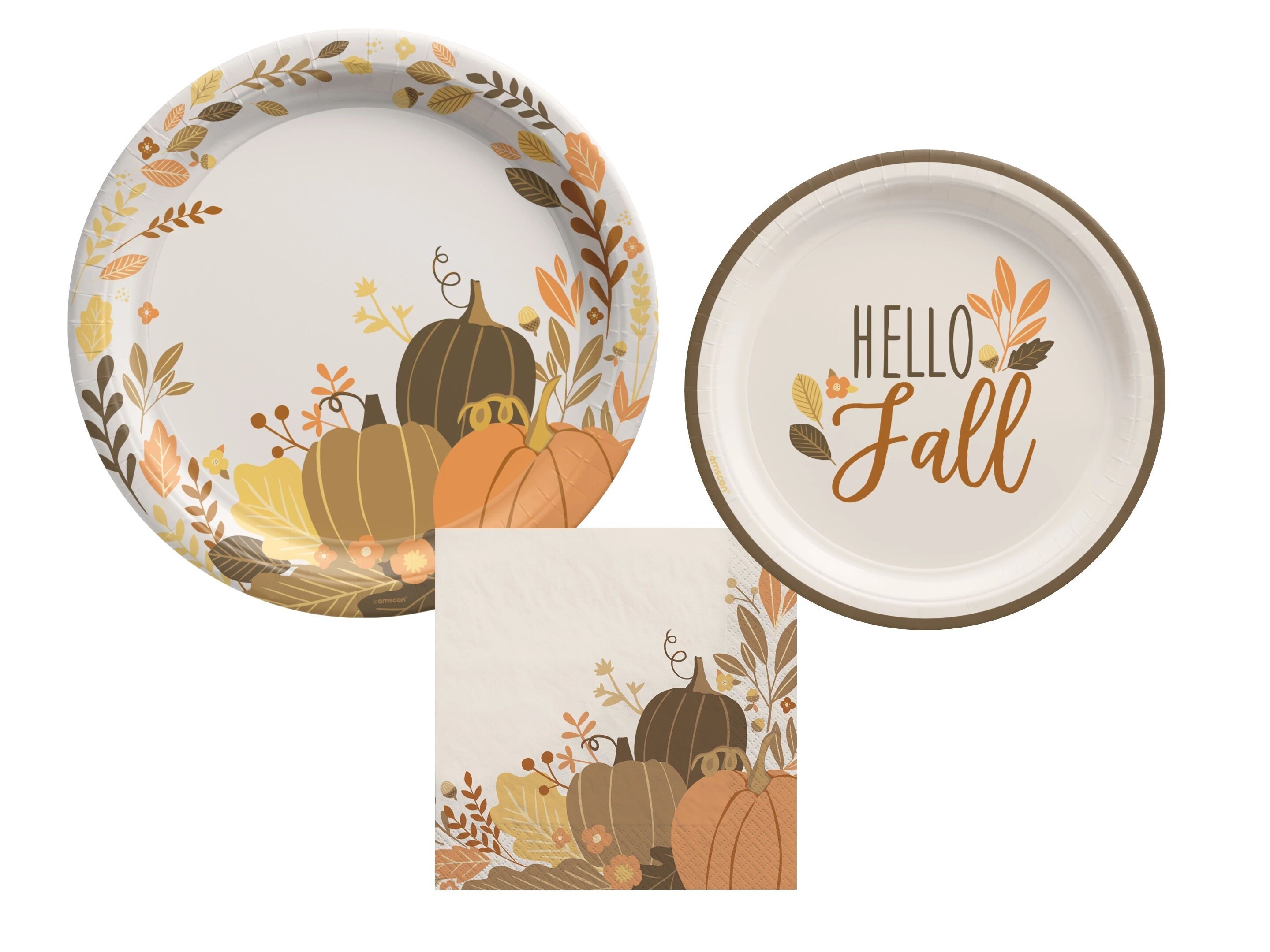 Golden Autumn Paper Plates and Napkins Bundle pack for 16 Guests - Etsy