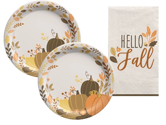 Golden Autumn Paper Plates and Napkins Bundle pack for 16 - Etsy