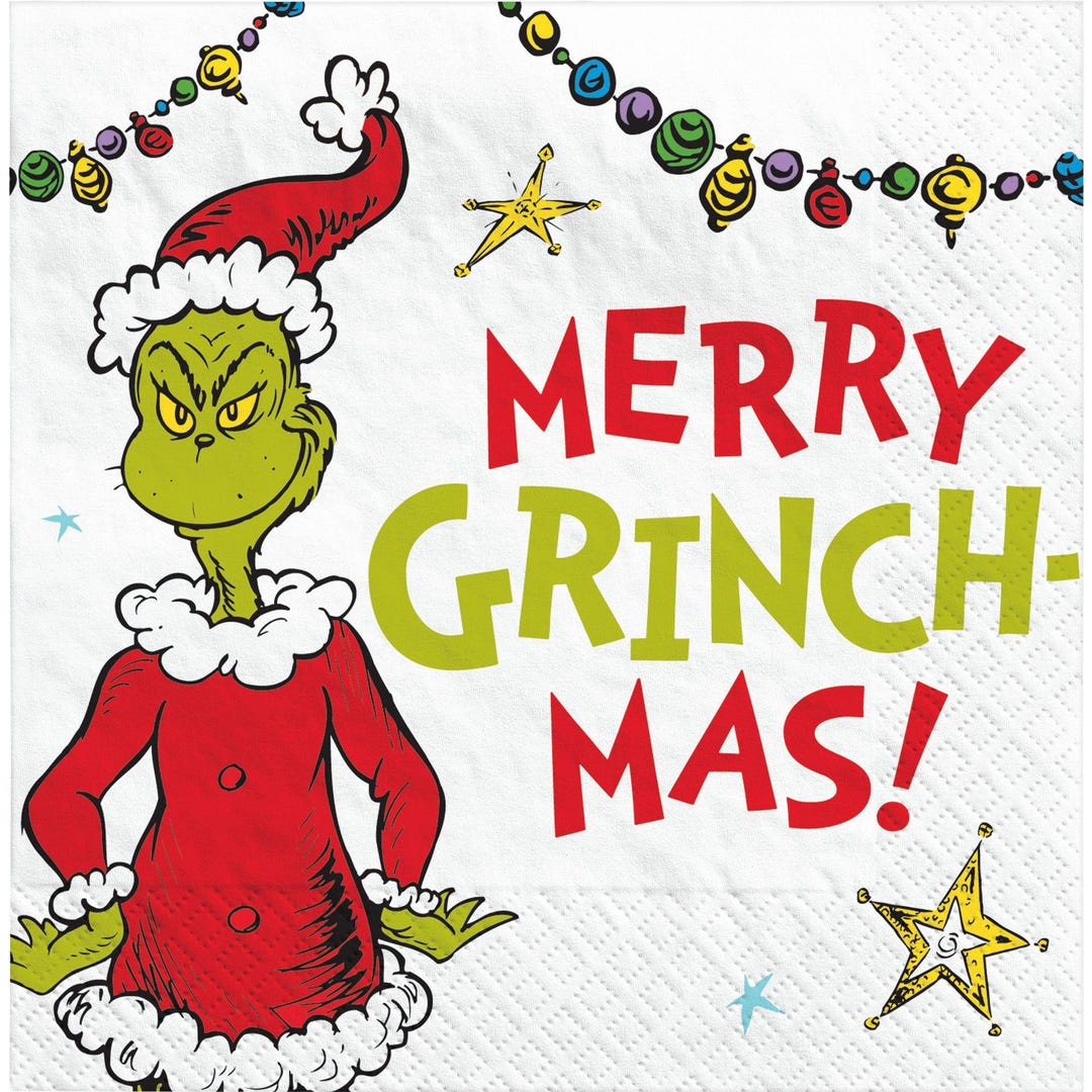 Dr. Seuss the Grinch Christmas Party Supplies | Grinch Plates | Grinch ...