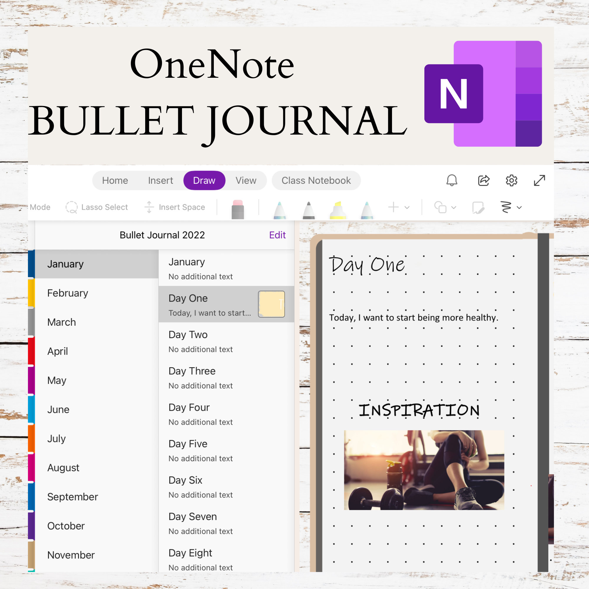 Onenote Digital Bullet Journal, Windows Bullet Journal Digital, iPad ...
