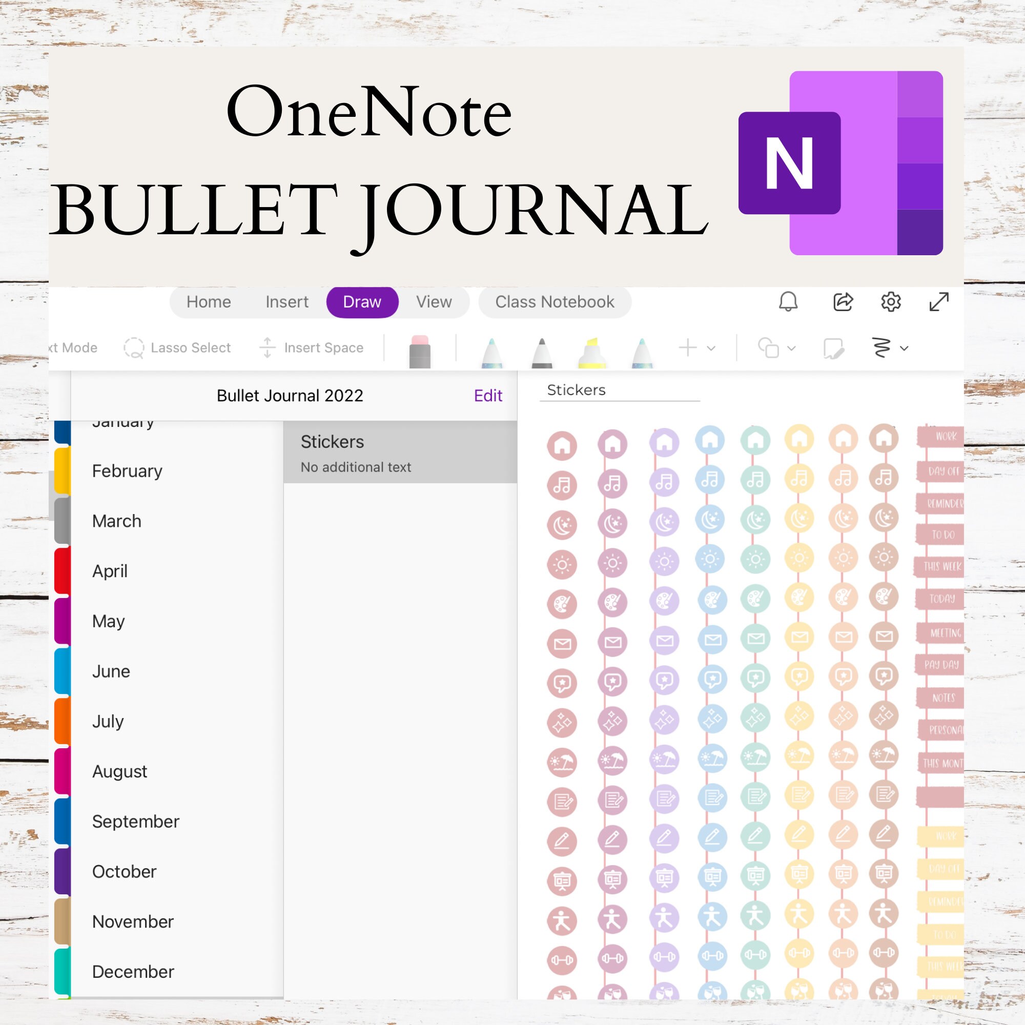 Onenote Digital Bullet Journal, Windows Bullet Journal Digital, iPad ...