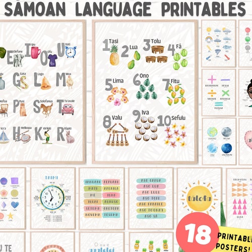 18 Samoan Language Posters Alphabet Numbers Time Colors - Etsy