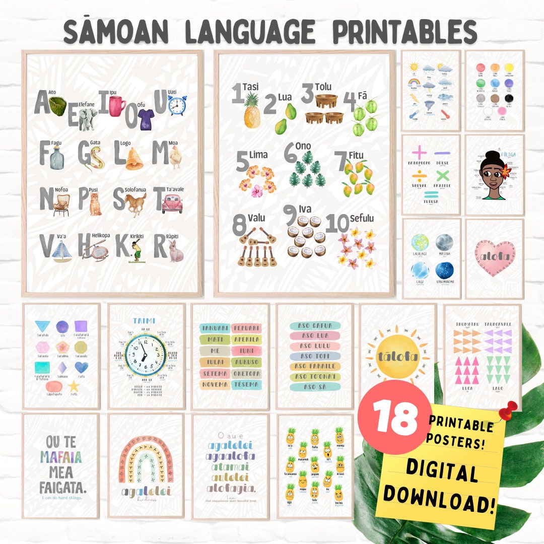 18 Samoan Language Posters Alphabet Numbers Time Colors - Etsy Australia