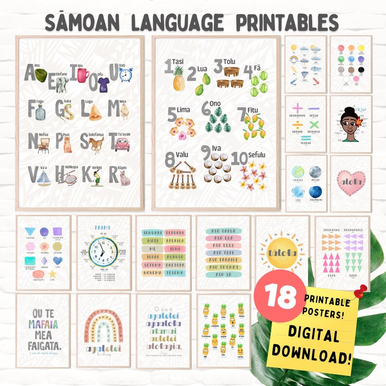 18 Samoan Language Posters Alphabet, Numbers, Time, Colors, Shapes ...