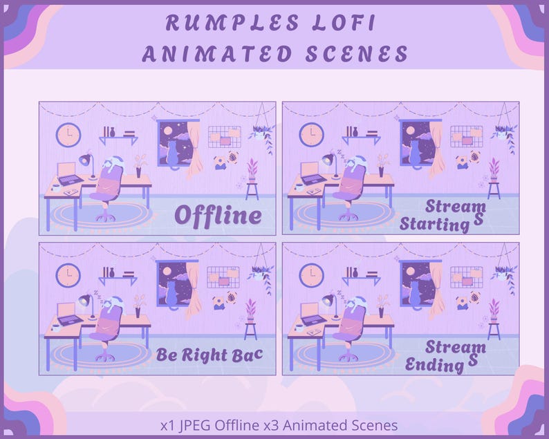 Escenas animadas de Rumples en Twitch: Lofi, Chica Lofi, Gatos, YouTube ...