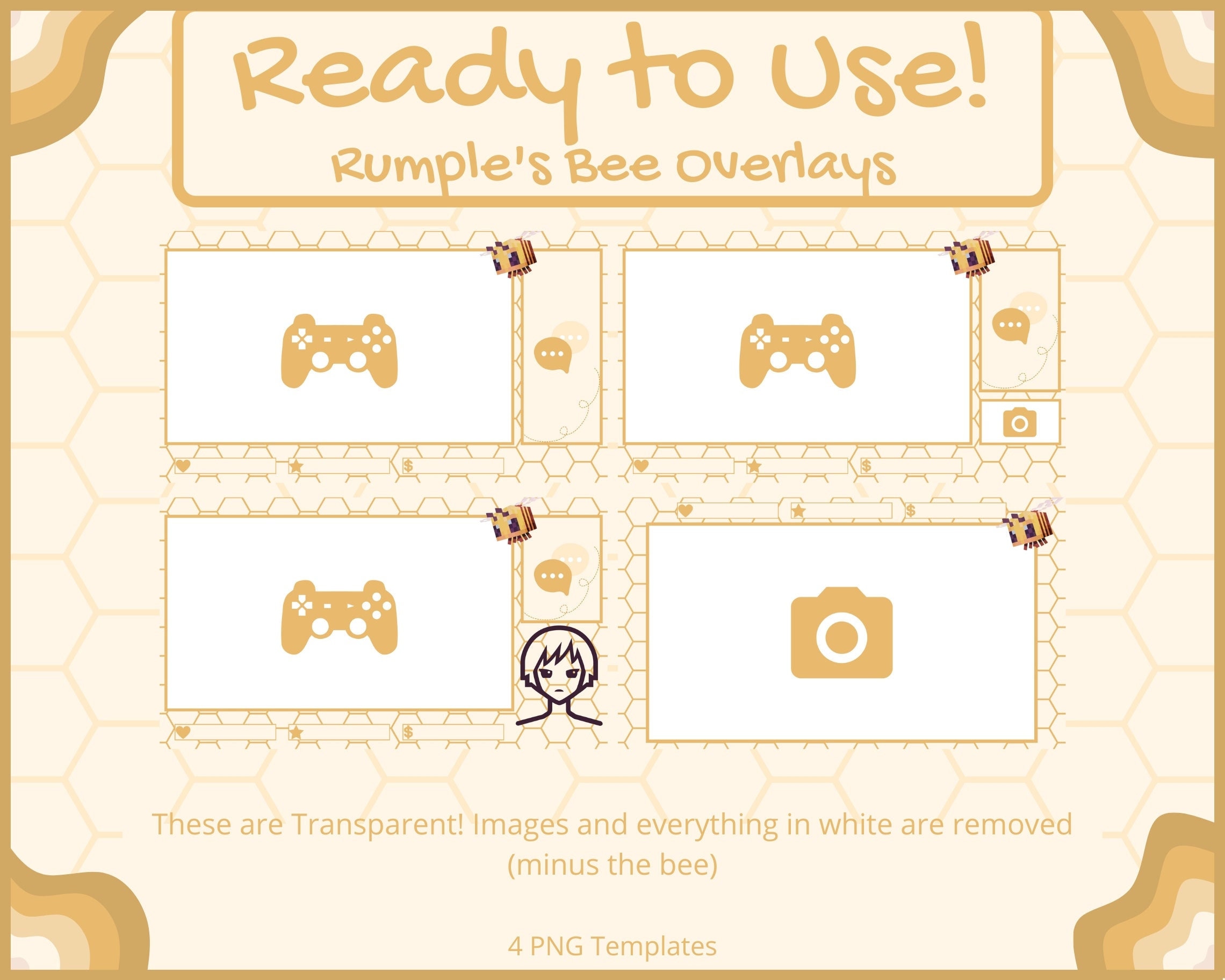 Rumples Bee Overlays Cute Yellow Bumblebee Cute Honeycomb Minecraft ...