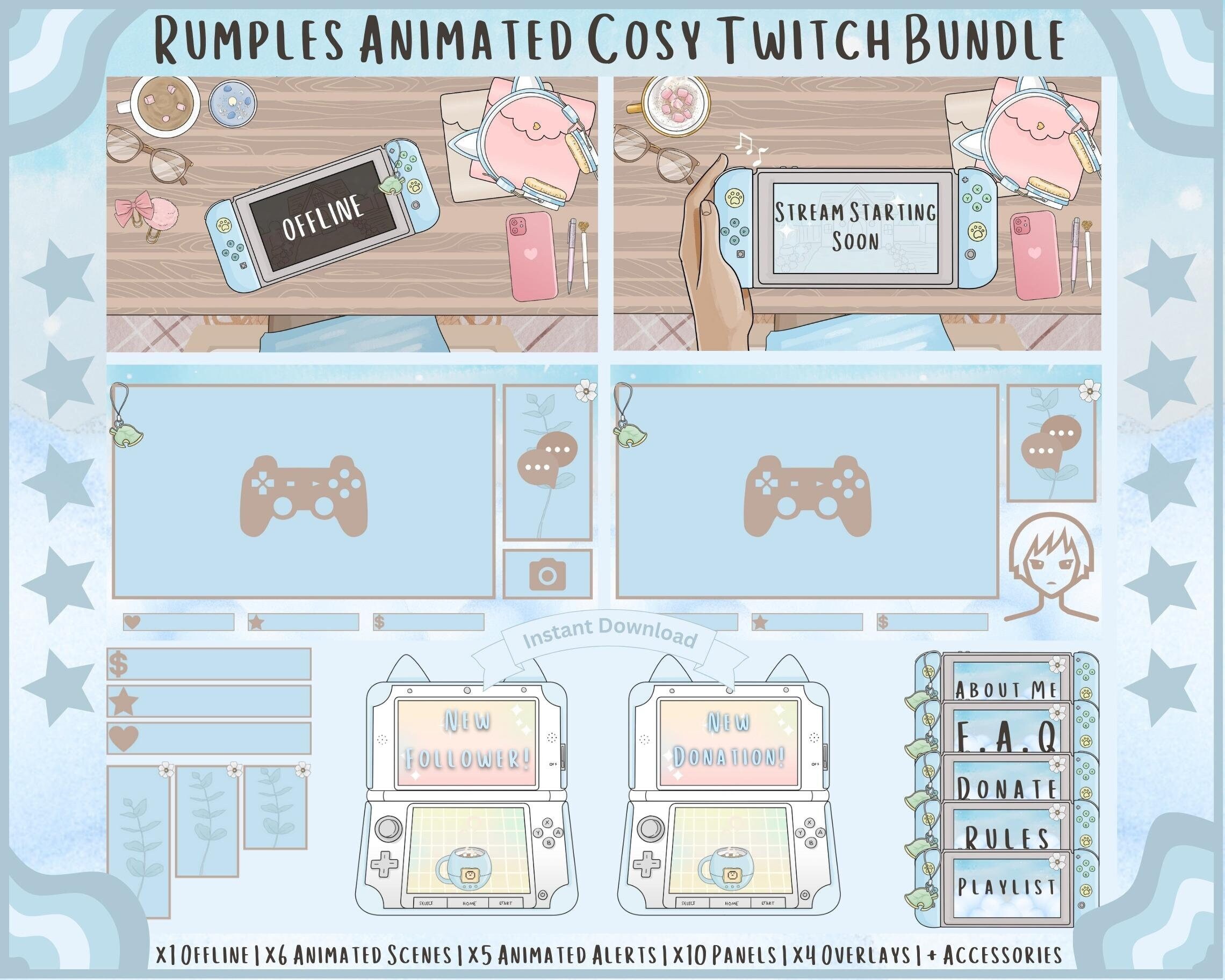Rumples Animated Cosy Twitch Bundle | Kawaii | Pastel | Cute | Scenes ...