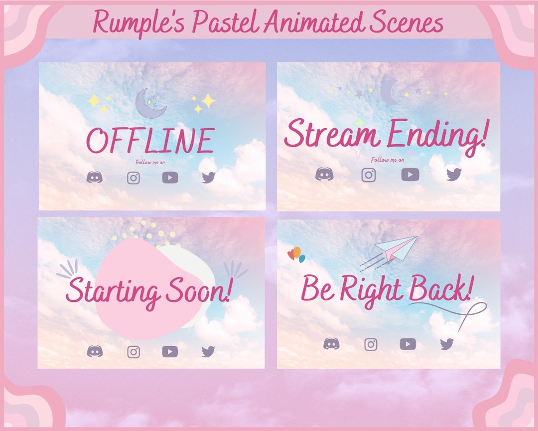 Rumples Pastel Scenes | Animated | Kawaii | Pink | Clouds | Moon ...