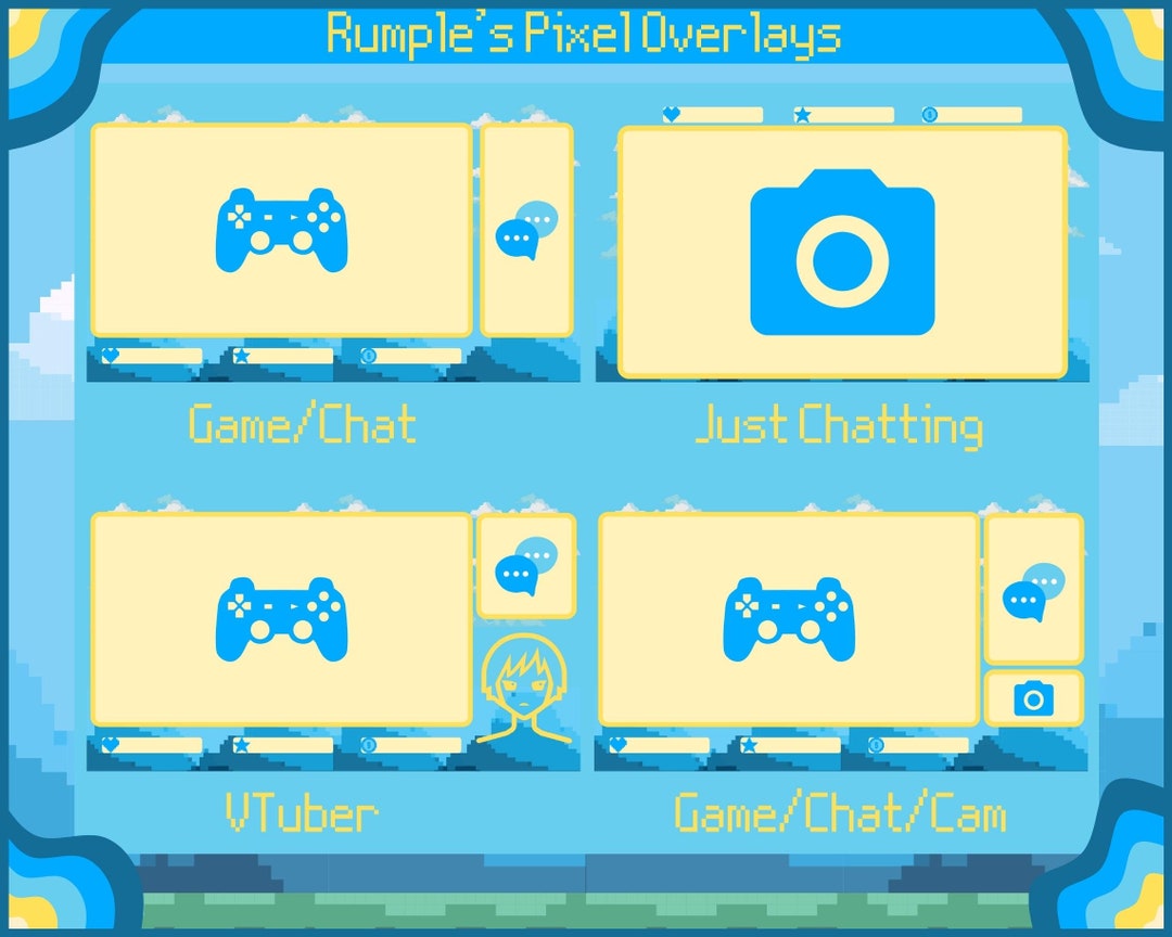 Rumple's Pixel Overlays | Twitch | Youtube | Cute | Pixelated | Yellow ...