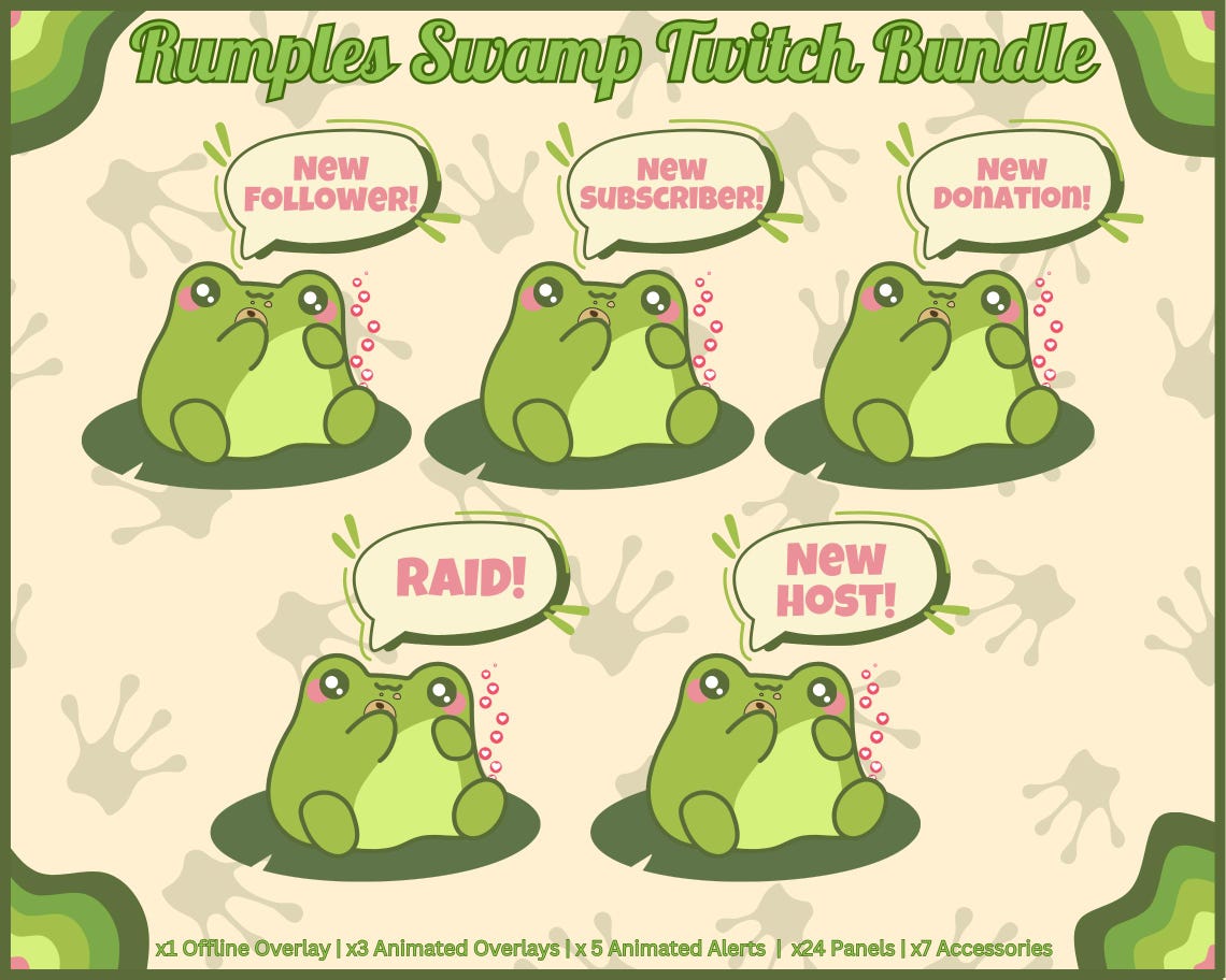 Rumples Froggy Swamp Twitch Bundle! | Animated Alerts | Overlays ...