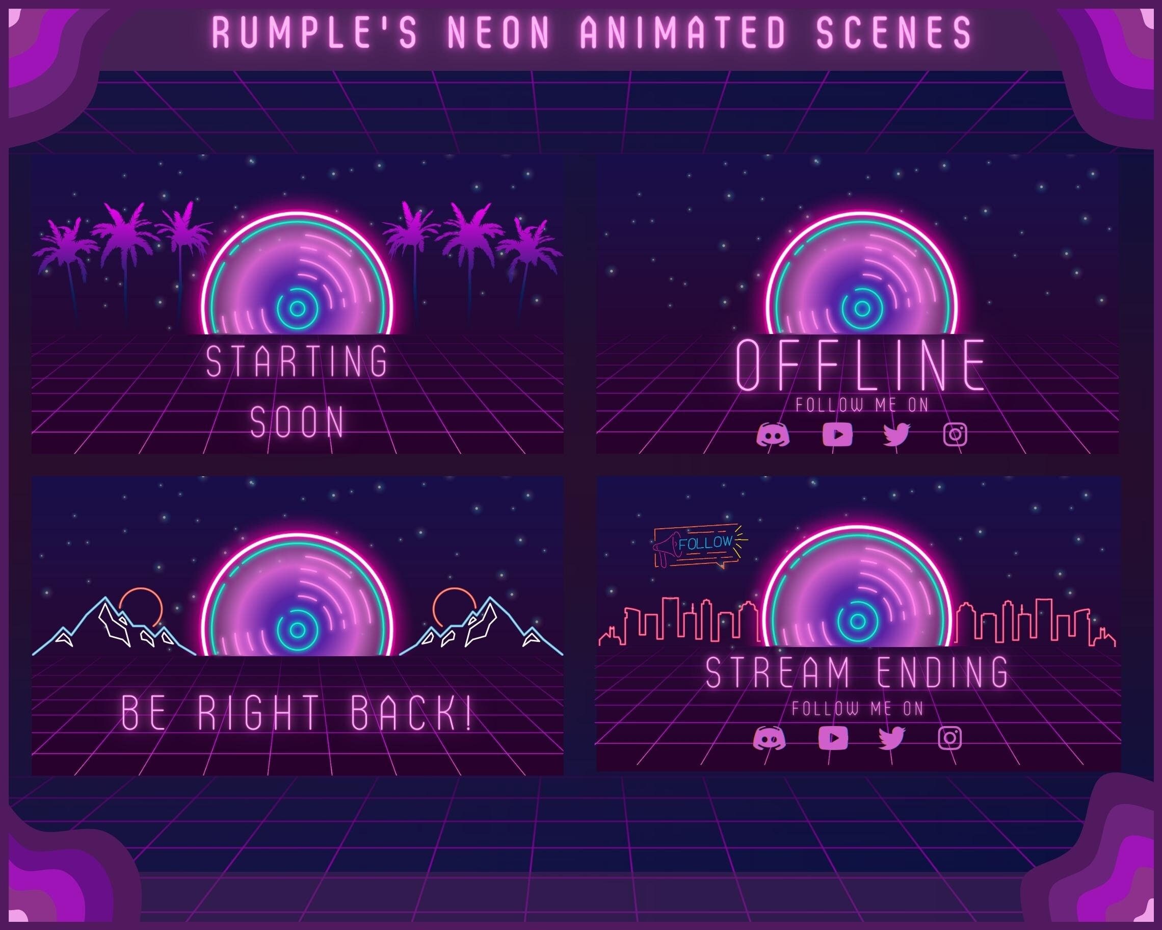 Rumples NEON Animated Scenes | Vaporwave | Vapor | Purple | Cute ...