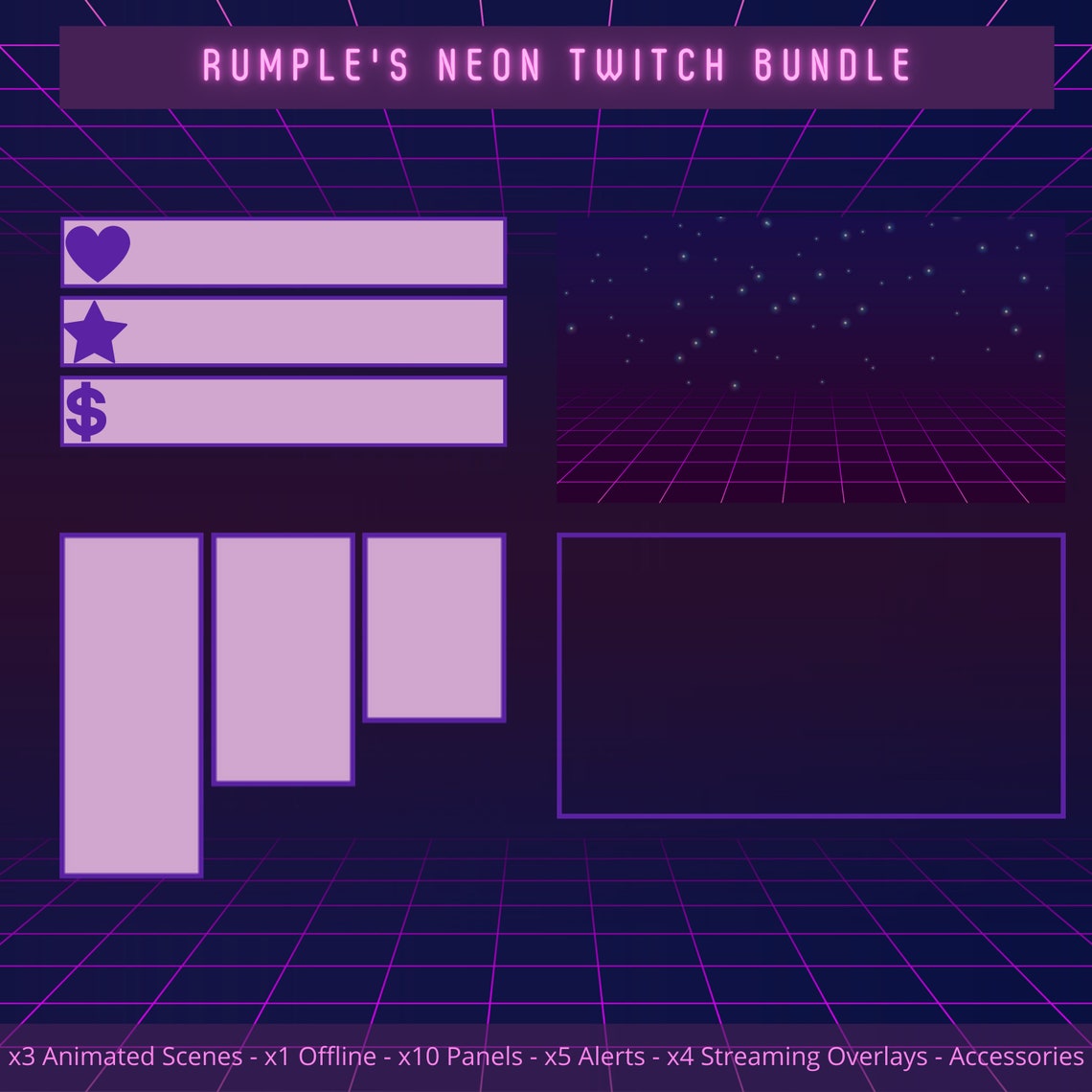 Rumple's NEON Twitch Bundle Twitch Streamer NEON | Etsy