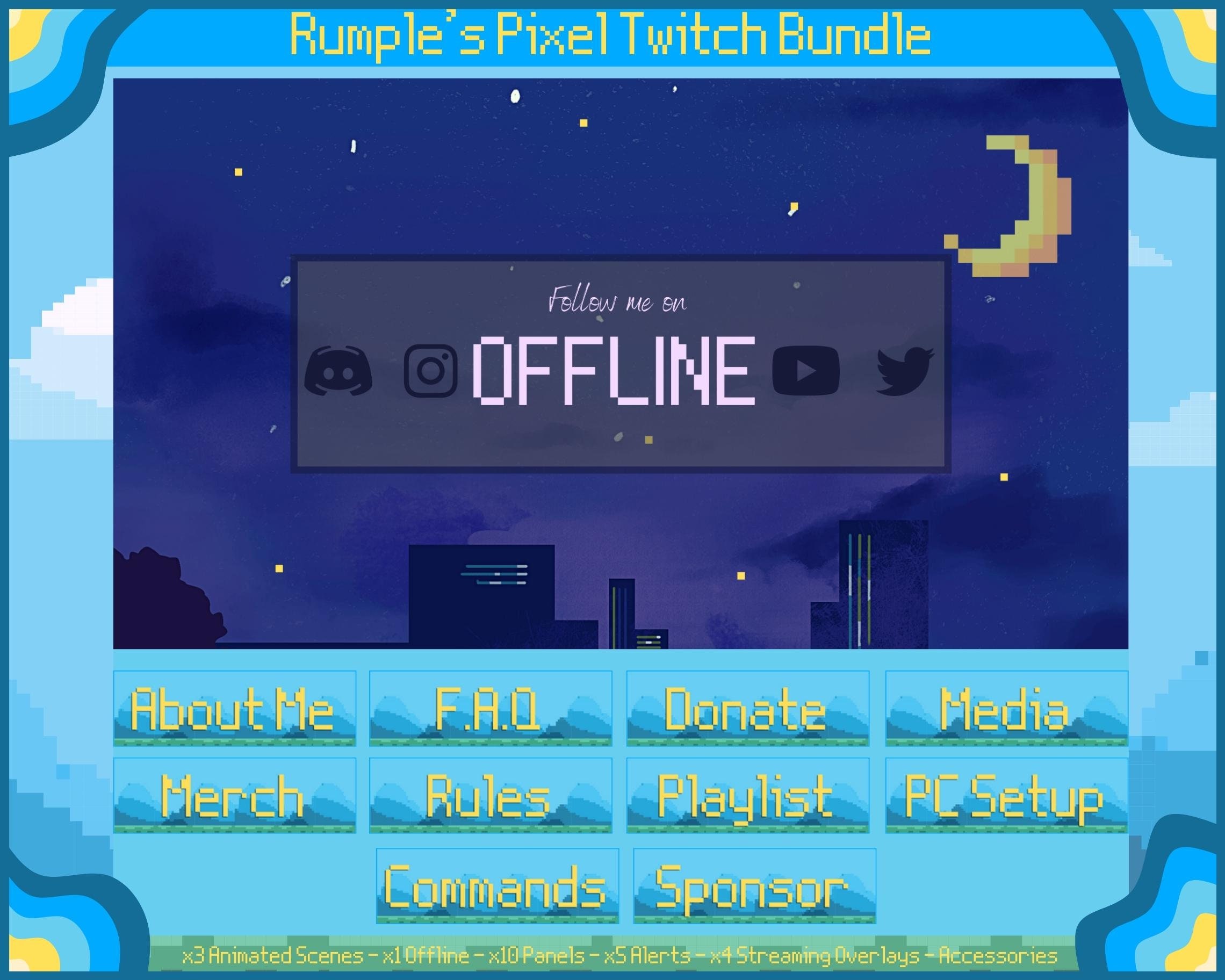 Rumple's Pixel Twitch Bundle! Twitch | Animated | Overlay | Panel ...