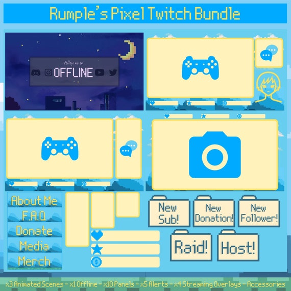 Rumple's Pixel Twitch Bundle Twitch Animated Overlay | Etsy
