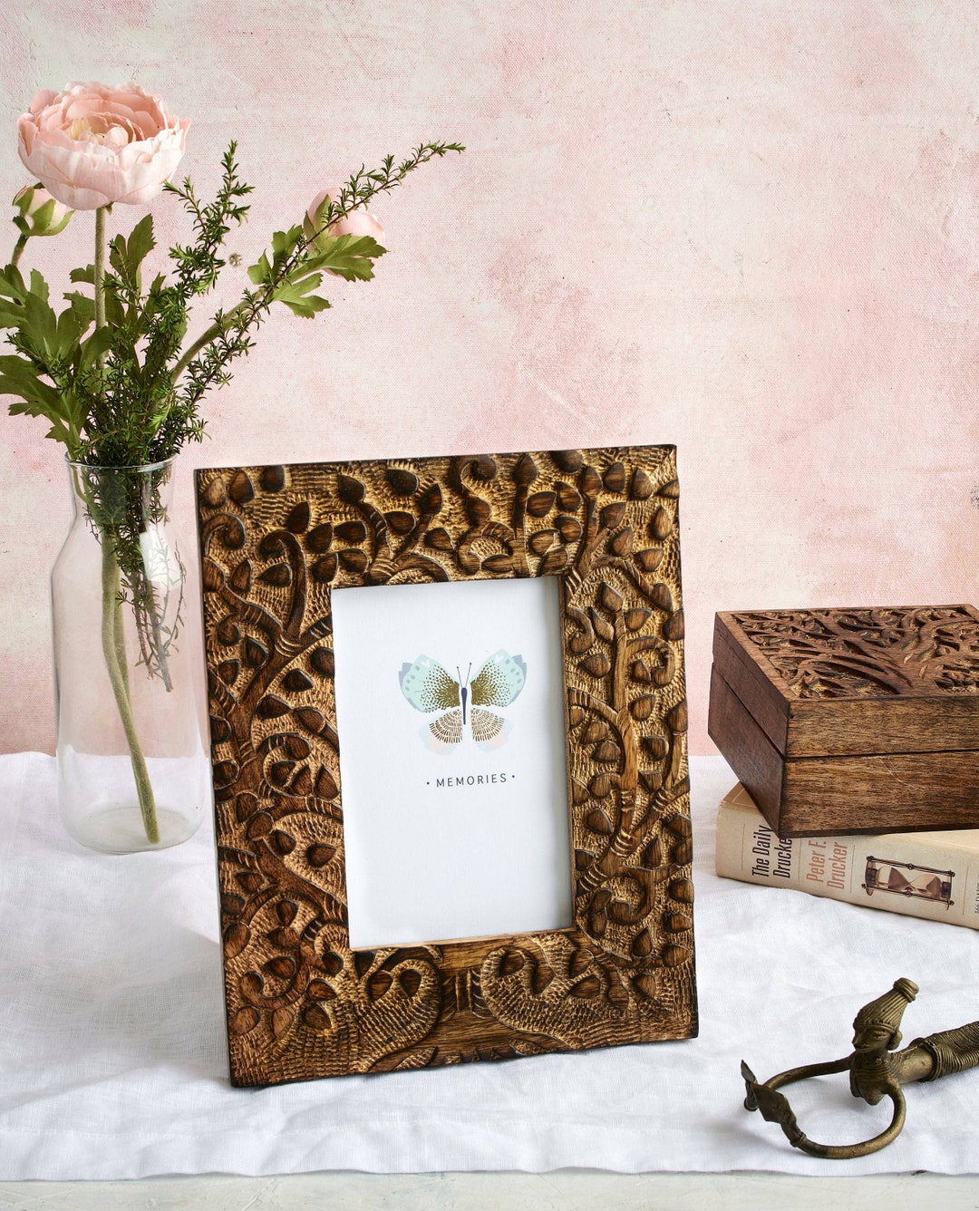 Tree of Life Wood Photo Frame, 6x4 Picture Holder Portrait, Bohemian ...