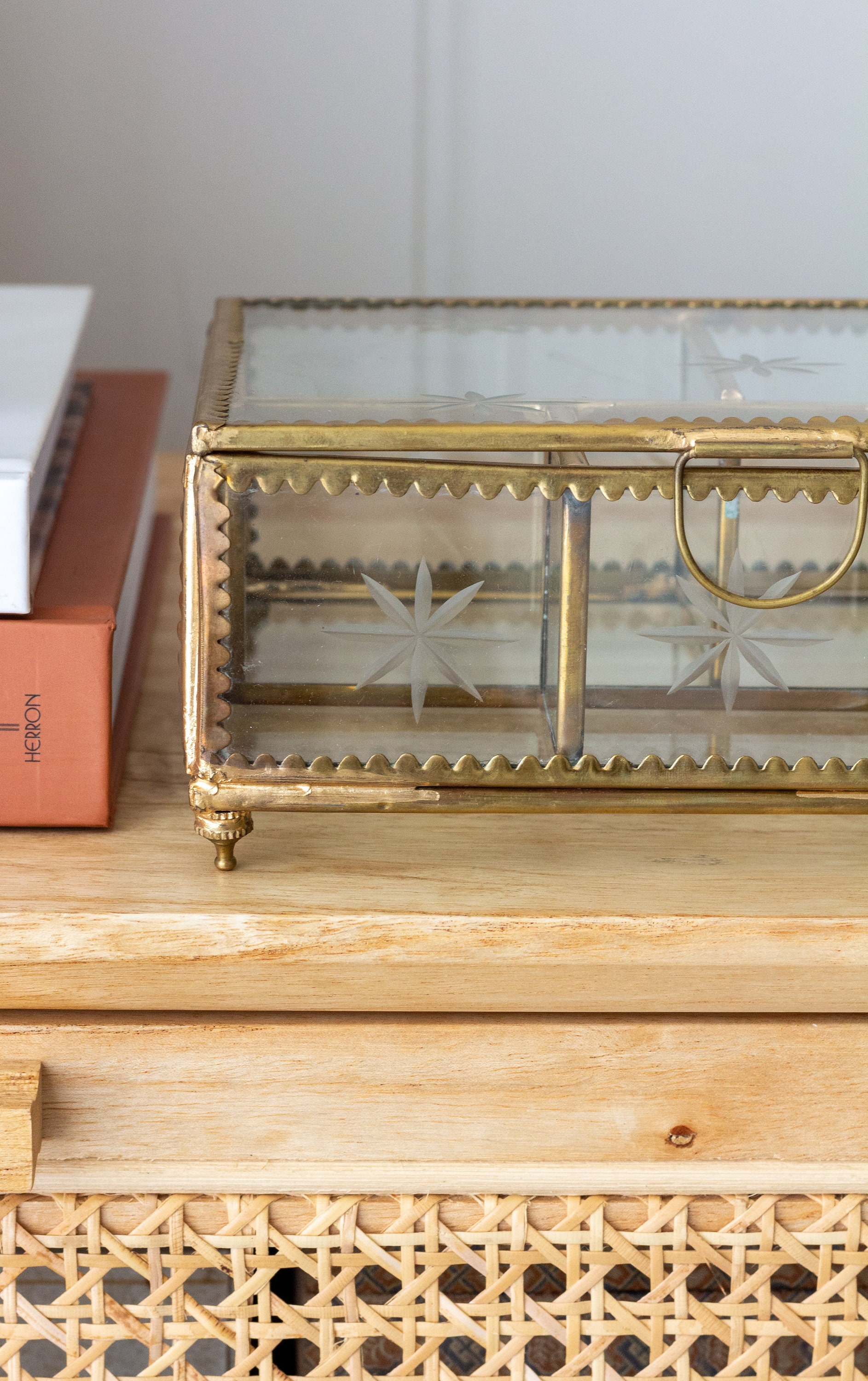 Rectangle Glass Jewellery Box Clear Keepsake Etched Star - Etsy