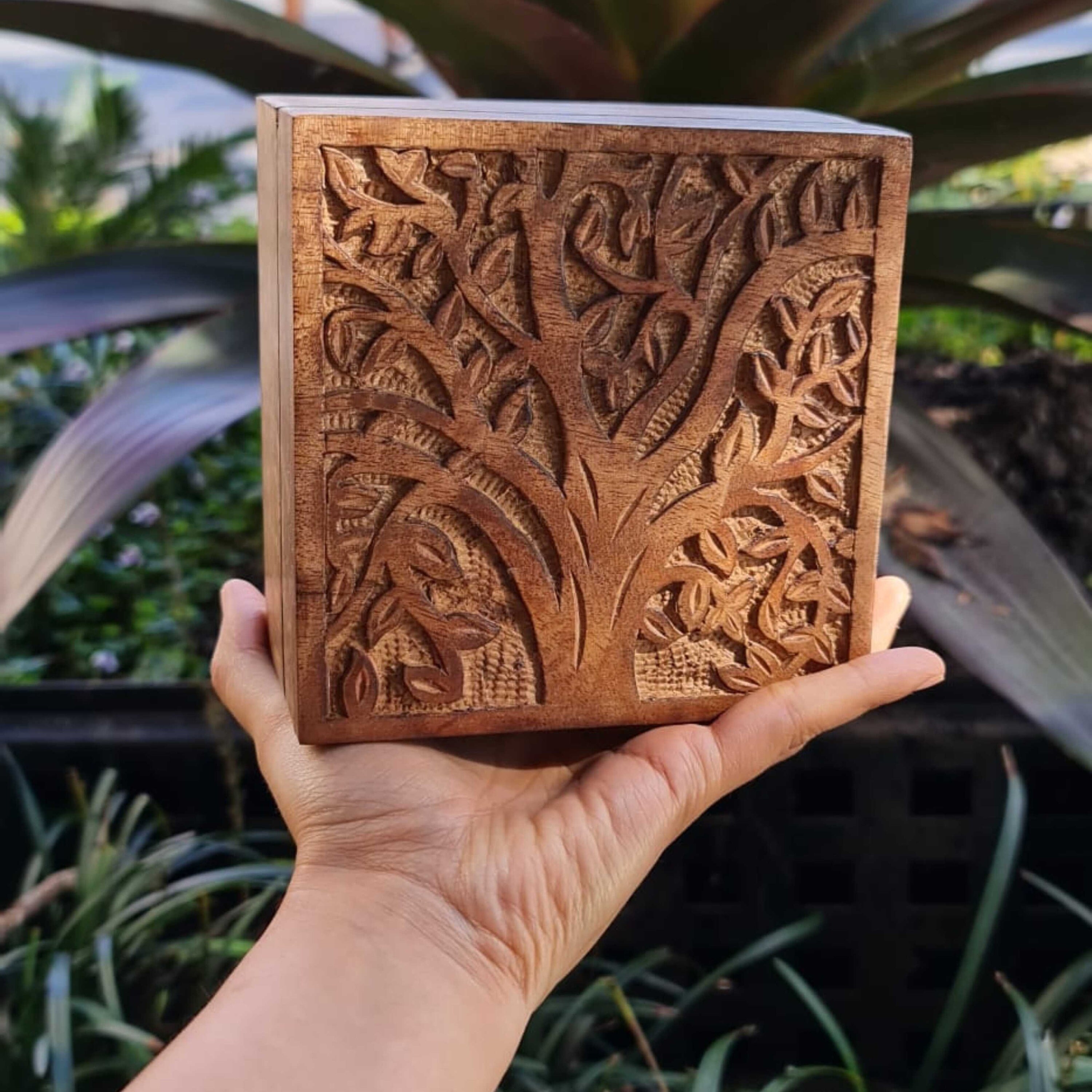 Small Tree of Life Wood Jewellery Box 5 Inches Square Trinket - Etsy ...