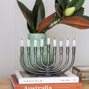 Elegant Wrought Iron Menorah: Handcrafted Hanukkah Candle Holder for ...