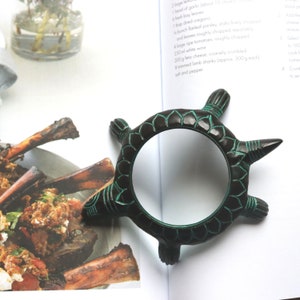 Brass Hand Magnifier Glass, Turtle Animal, Antique Patina Tortoise ...