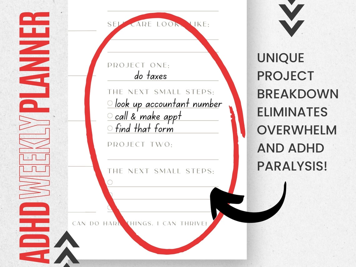 ADHD Weekly Planner | ADHD Planner Printable | Minimal Weekly Planner ...