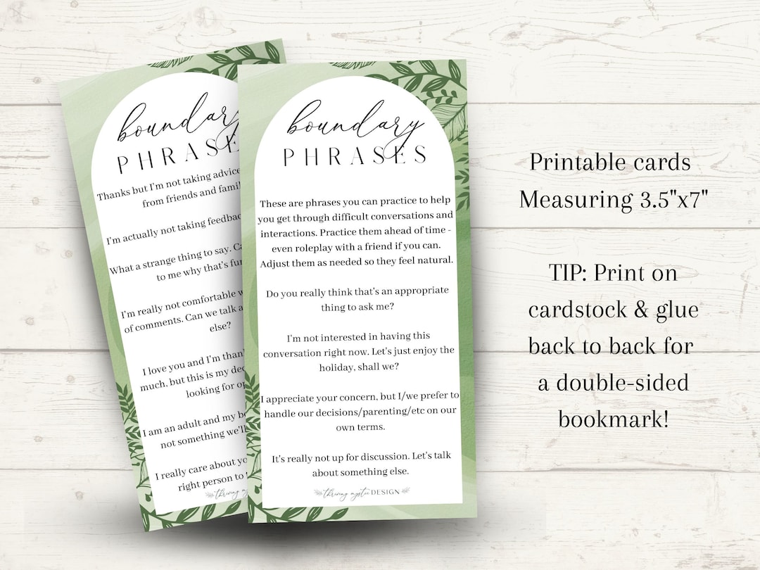 Boundary Phrases Boundaries Bookmark Boundary Phrases Printable Setting Boundaries Boundary ...