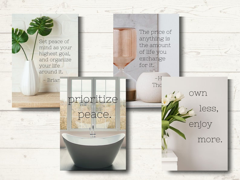 Peace Minimalist Inspo Dashboard Bundle | Decluttering Printables ...