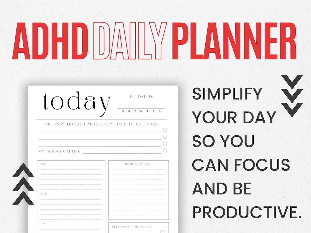 ADHD Daily Planner | ADHD Planner Printable | Minimal Daily Planner ...